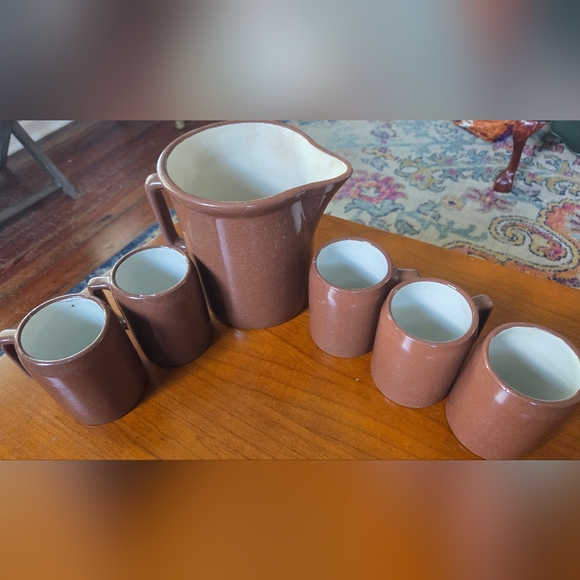 buckeye | Dining | Buckeye Stoneware Pitcher And Mugs Set Vintage ...